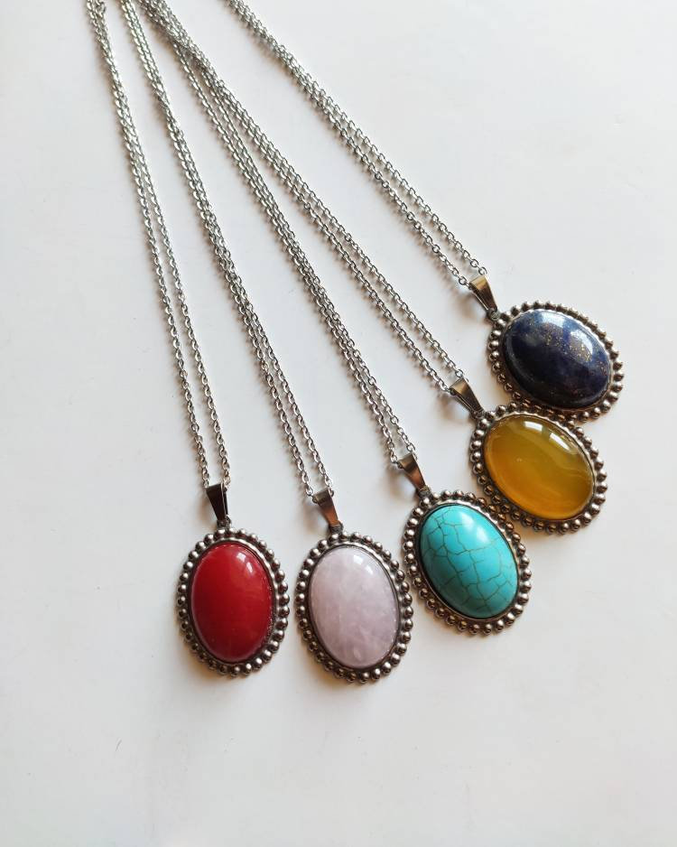 Stainless Steel Necklace (all Steel)with 0 Oval Stone 25 To 18 Mm on Luulla